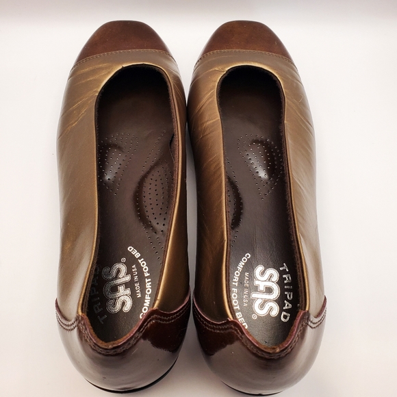 SAS | Shoes | Sas Slipon Browngold Flats Leather Shoes | Poshmark